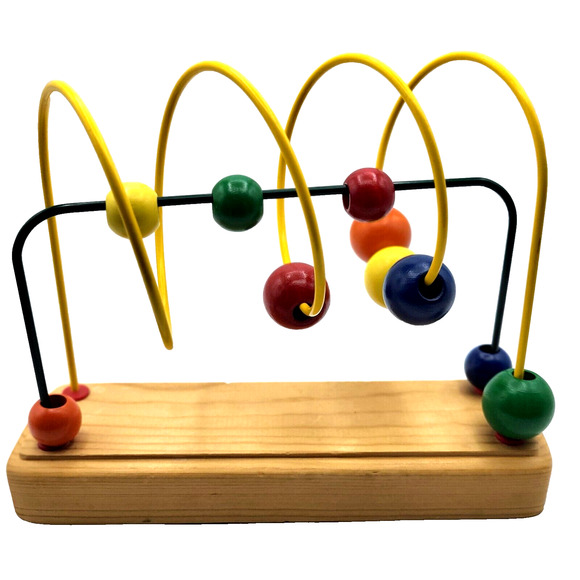 unbranded | Toys | Wood Bead Shuttle Toy Bold Primary Colors 9x8 Great ...